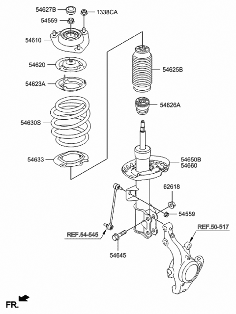 54651-2V151 Genuine Hyundai Strut Assembly, Front, Left