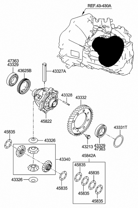 43332-32370 Genuine Hyundai Gear-Differential Drive