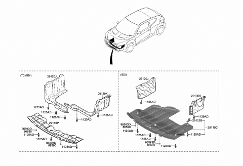 29110-2V500 Genuine Hyundai Panel Assembly-Under Cover