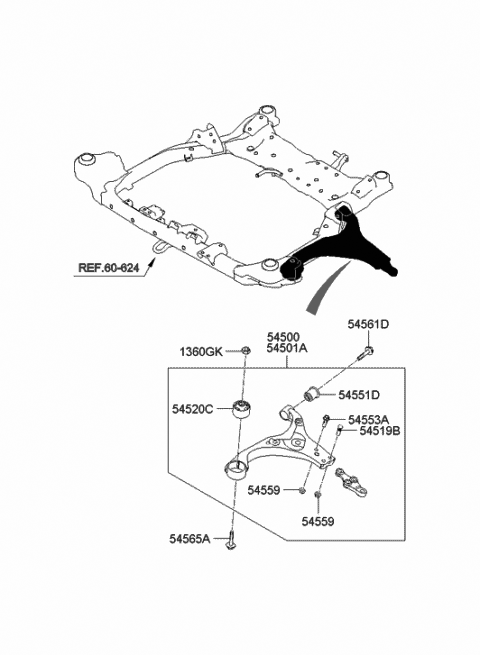54551-2H000 Genuine Hyundai Bush-Front Lower Arm"A"