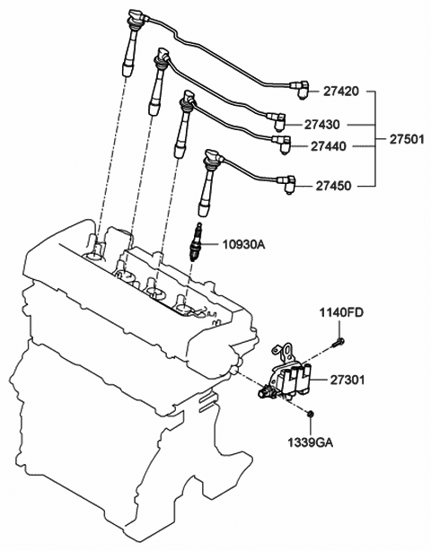 27301-23900 Genuine Hyundai Coil Assembly-Ignition