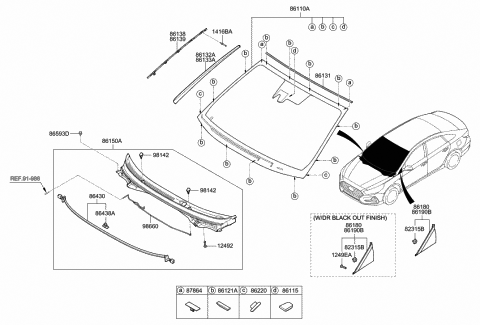 86110-E6540 - Genuine Hyundai Windshield Glass Assembly