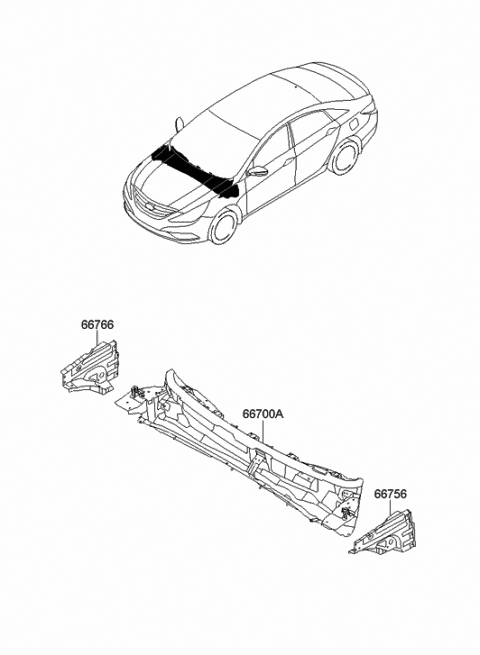 66700-3Q010 Genuine Hyundai Panel Assembly-Cowl Complete