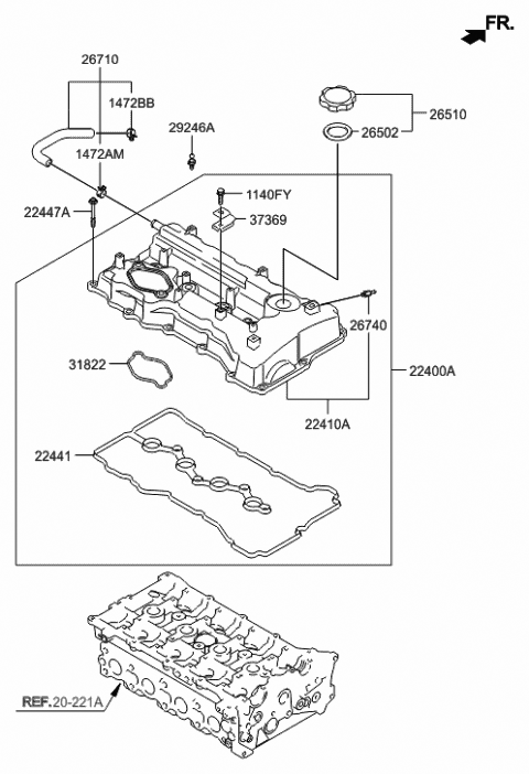 22441-2G710 Genuine Hyundai Gasket-Rocker Cover