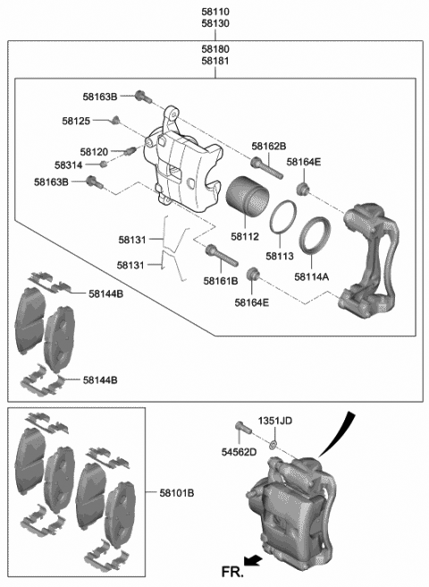 58190-K4A00 Genuine Hyundai CALIPER KIT-BRAKE,RH
