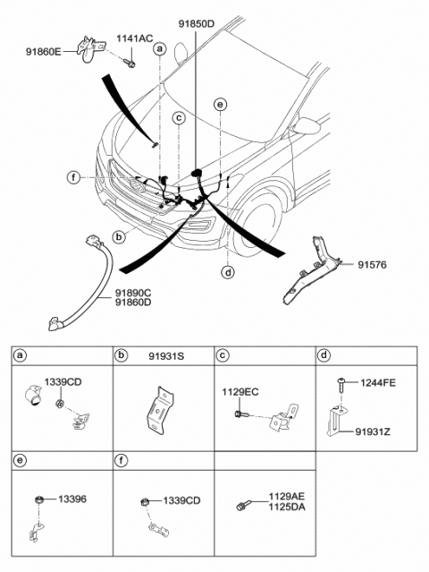 91850-4Z110 Genuine Hyundai Wiring Assembly-Battery