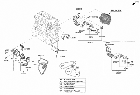 25212-25010 Genuine Hyundai Ribbed V-Belt