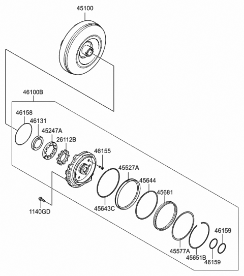 45100-3B730 Genuine Hyundai Converter Assembly-Torque