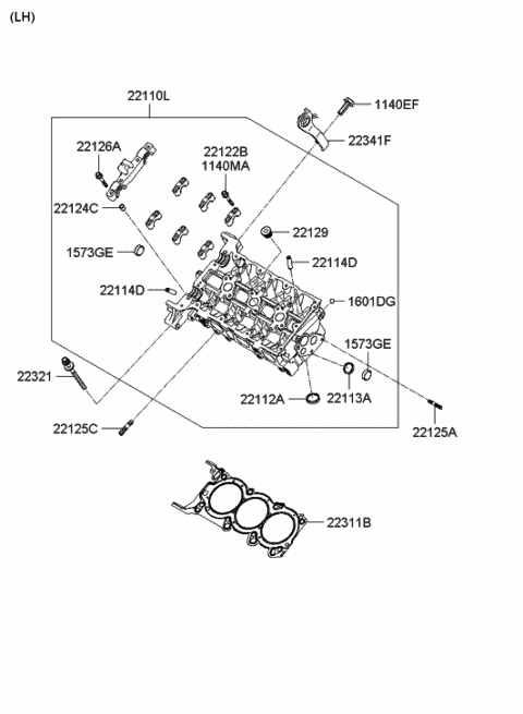 22110-3CAA0 Genuine Hyundai Head Sub Assembly-CYLIND