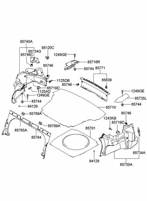 85753-3K001 Genuine Hyundai Cover-Luggage Side,LH