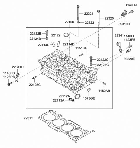 22311-25211 Genuine Hyundai Gasket-Cylinder Head