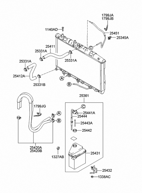 Radiator Hose & Reservoir Tank - 2002 Hyundai Accent