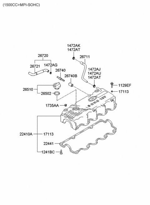 26720-22612 Genuine Hyundai Hose Assembly-PCV