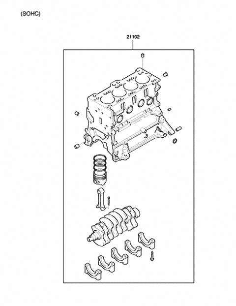 21102-22V00 Genuine Hyundai Engine Assembly-Short