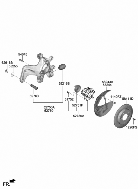 52730-G3AA0 Genuine Hyundai Rear Wheel Hub And Bearing Assembly