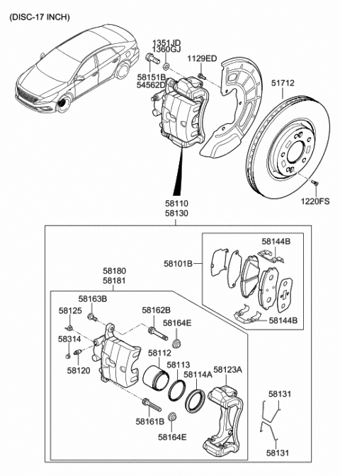 58101-C2A10 Genuine Hyundai Front Disc Brake Pad Kit