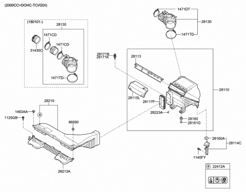 28130-C1360 - Genuine Hyundai HOSE ASSEMBLY-AIR INTAKE
