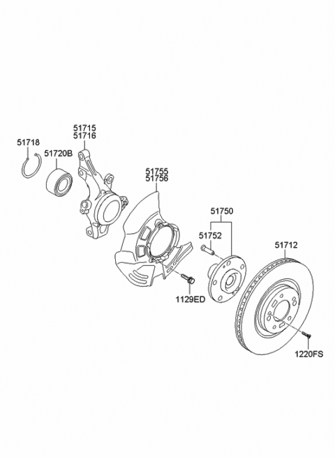 51720-3S100 Genuine Hyundai Front Wheel Bearing
