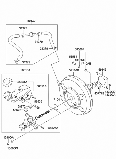 58510-3X500 Genuine Hyundai Cylinder Assembly-Brake Master