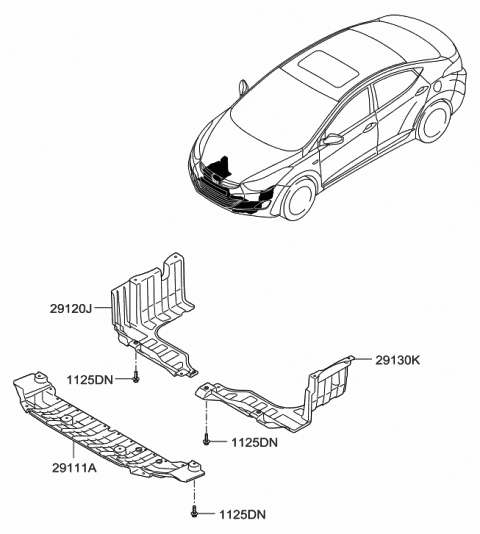 29110-3Y000 Genuine Hyundai Panel-Under Cover Front