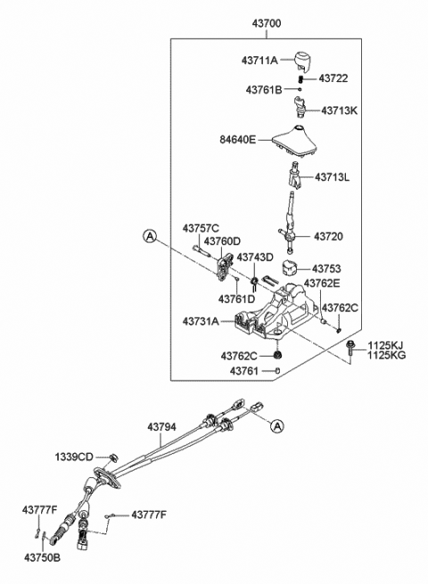 43760-3X100 Genuine Hyundai Lever Assembly-Select