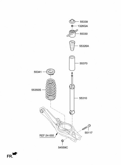 55310-G2600 Genuine Hyundai Rear Shock Absorber Assembly