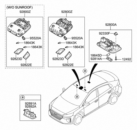 92850-F2000-YGE Genuine Hyundai Room Lamp Assembly