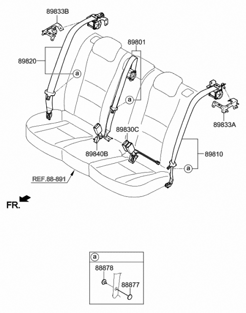 Rear Seat Belt - 2015 Hyundai Elantra GT
