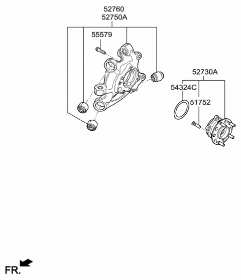 52720-B1100 Genuine Hyundai Carrier Assembly-Rear Axle,RH