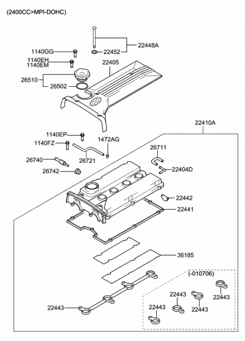 22410-38021 Genuine Hyundai Cover Assembly-Rocker