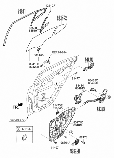 Rear Door Window Regulator & Glass - 2019 Hyundai Elantra US Alabama made