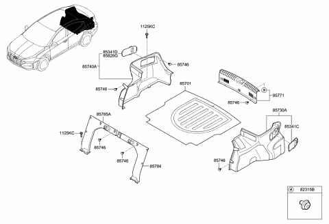 85730-F3500-MC Genuine Hyundai Trim Assembly-Luggage Side LH