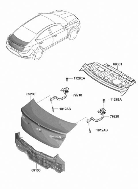 69300-F3200 Genuine Hyundai Panel Assembly-Rear Package Tray