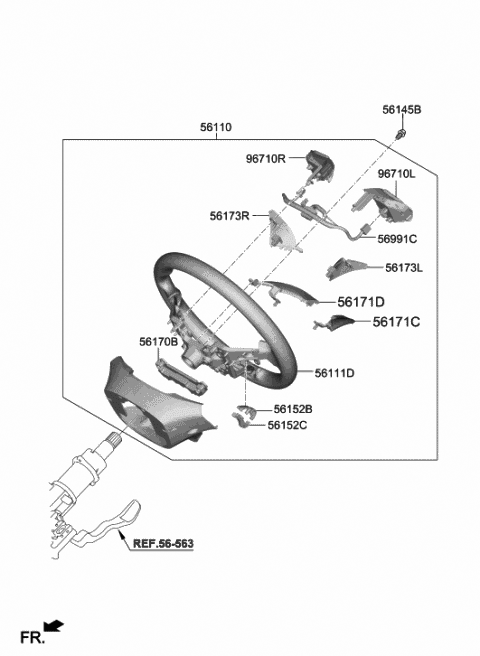 56173-F3000-TRY Genuine Hyundai Cover-Steering Wheel UPR,LH