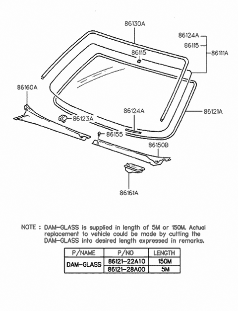 86110-22250 Genuine Hyundai Windshield Glass Assembly