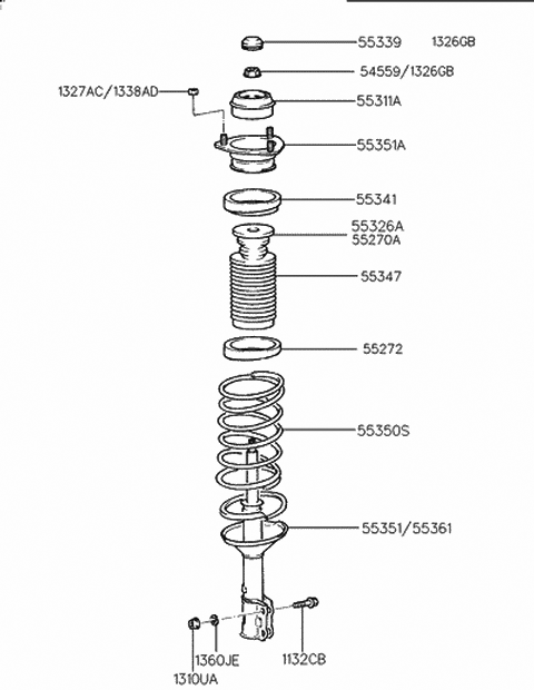 Rear Shock Absorber & Spring - 1995 Hyundai Accent