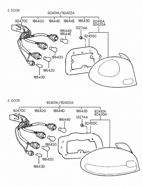 Rear Combination Lamp - 1997 Hyundai Accent