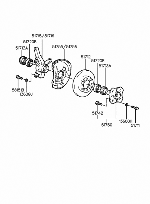 51715-22000 Genuine Hyundai Knuckle-Front Axle,LH