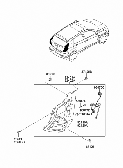 92402-1R010 Genuine Hyundai Lamp Assembly-Rear Combination,RH