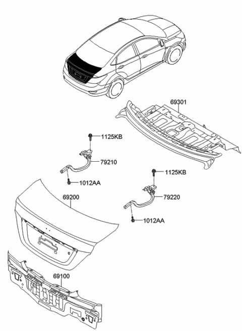 69300-1R300 Genuine Hyundai Panel Assembly-Rear Package Tray