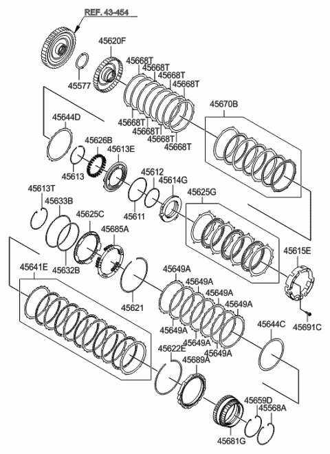 45641-26000 Genuine Hyundai Disk Set-LOW/REVERSE Brake