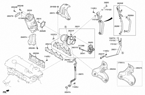 28240-2B710 Genuine Hyundai Pipe Assembly-Oil Feed