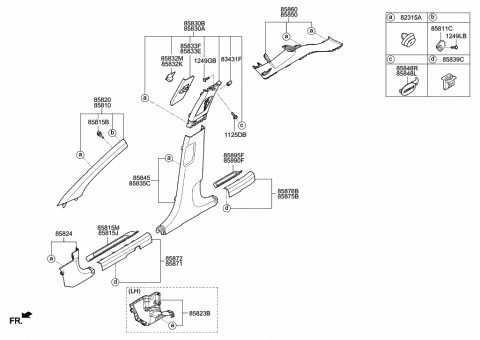 85860-D3000-YAK Genuine Hyundai Trim Assembly-Rear Pillar RH