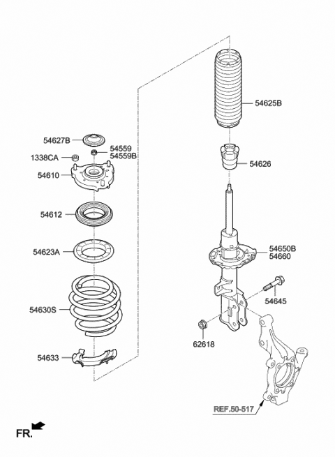 54661-D3170 Genuine Hyundai Strut Assembly, Front, Right