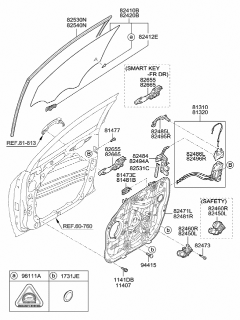 82450-D3010 Genuine Hyundai Motor Assembly-Front Power Window,LH