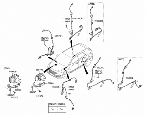 95670-D3000 Genuine Hyundai Sensor Assembly-Abs Front Wheel ,L