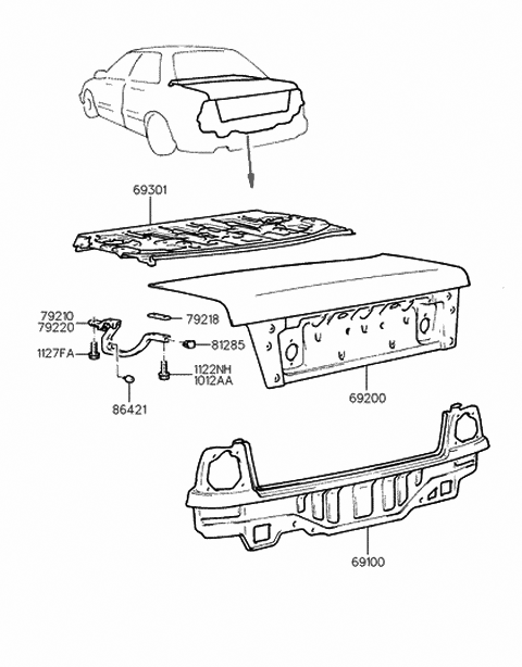 79210-28002 Genuine Hyundai Hinge Assembly-Trunk Lid,LH