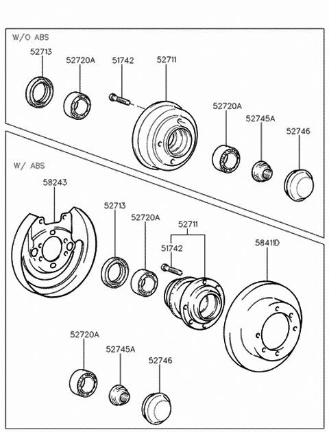 52720-24000 Genuine Hyundai Rear Wheel Bearing