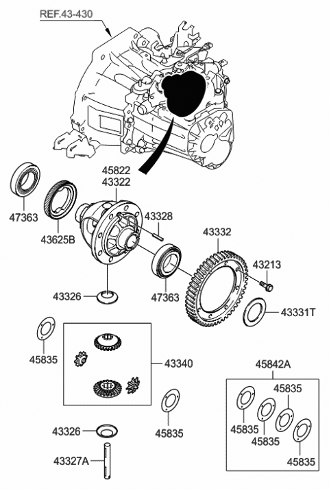 43332-23251 Genuine Hyundai Gear-Differential Drive