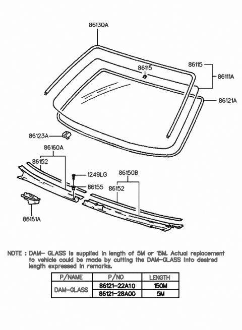 86131-27000 Genuine Hyundai Moulding-Windshield Glass